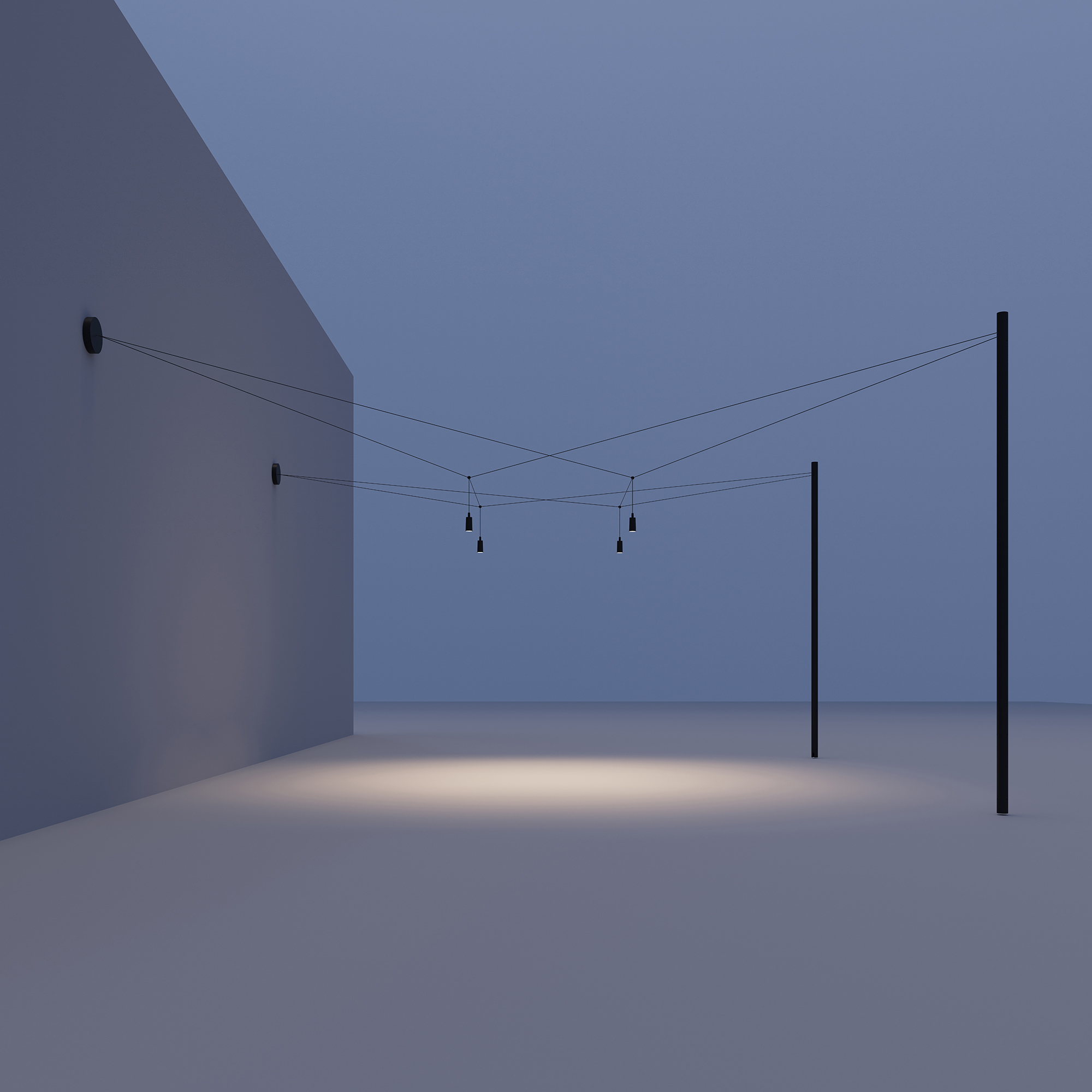 Code S.0974H AIR-LIGHTING 2 power supply points with 2 Roses + 2 Support Poles|Simes S.p.A.