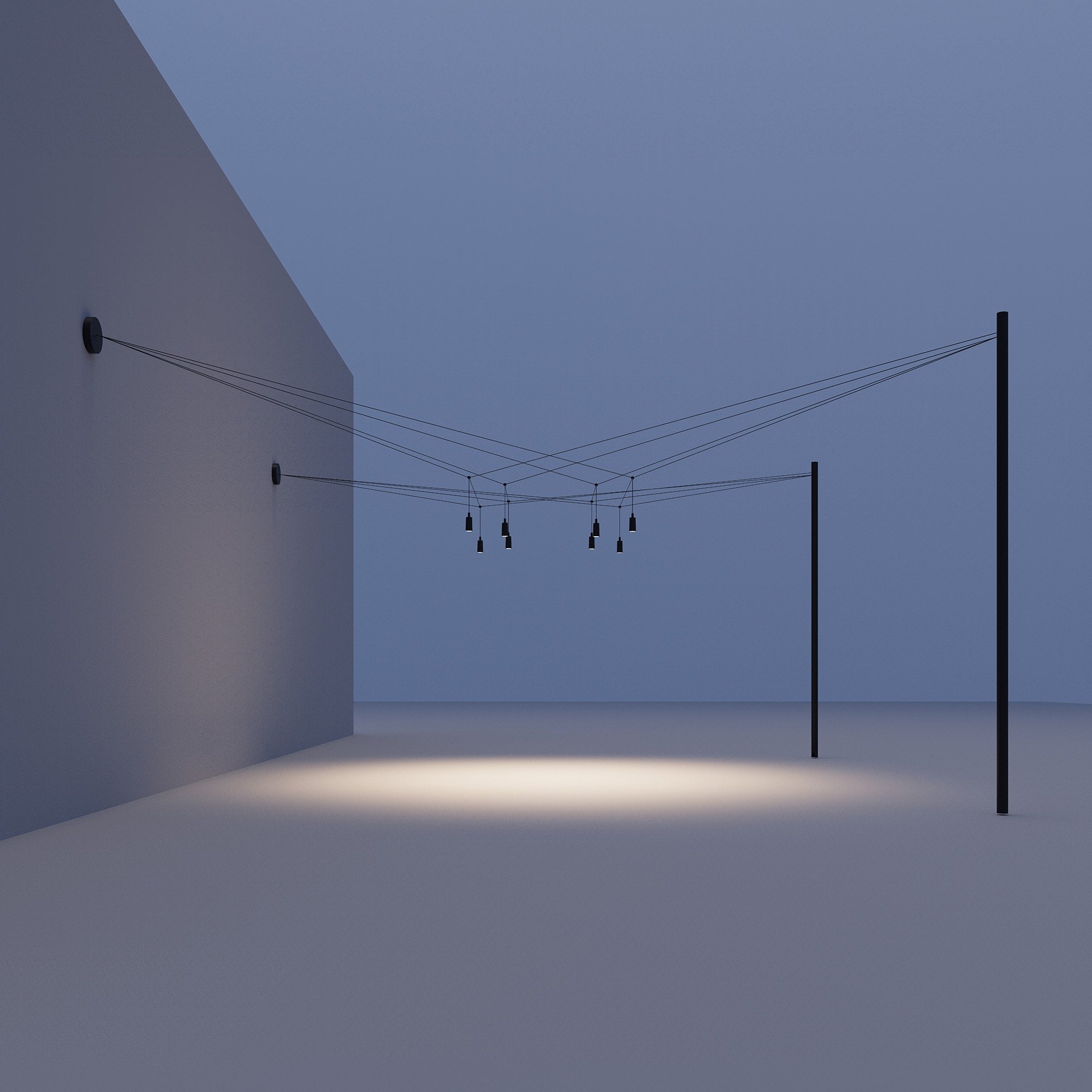 Code S.0978W AIR-LIGHTING 2 power supply points with 2 Roses + 2 Support Poles|Simes S.p.A.